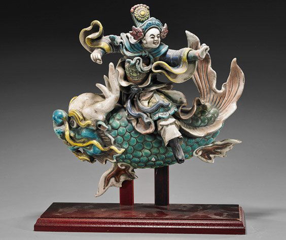 Chinese Roof Tile: Figure on a Dragon-Fish