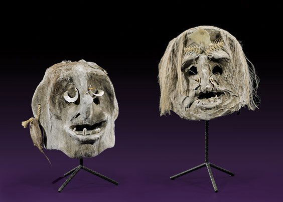 Pair Of Papua New Guinea Mudmen Masks