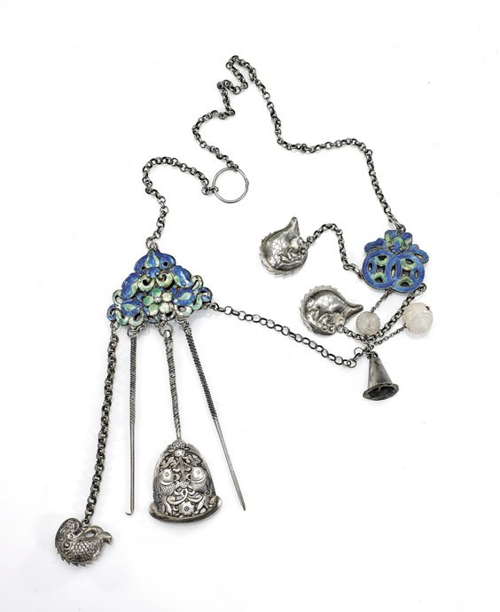 Antique Sterling Chain With Opium Tools