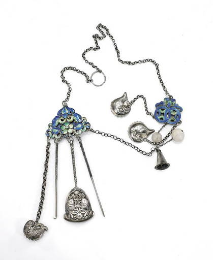 Antique Sterling Chain With Opium Tools