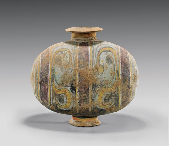 HAN DYNASTY POTTERY COCOON VASE