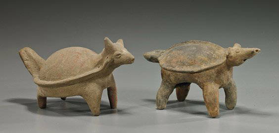 Two Pre Columbian Pottery Animals
