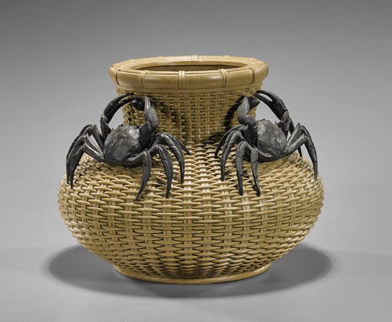 Chinese Moulded Pottery Crab Vase