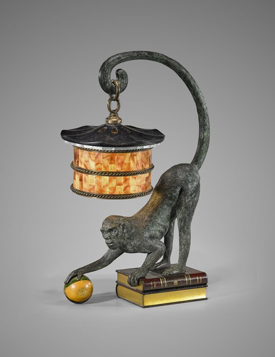 Vintage Bronze Monkey Lamp