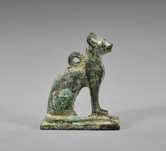Egyptian Bronze Seated Cat Amulet
