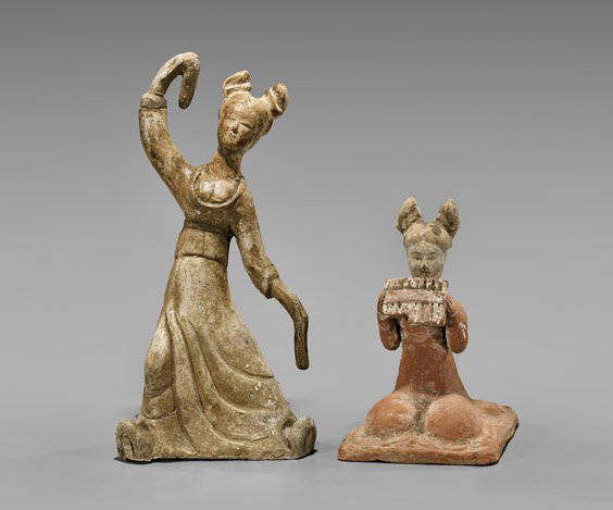 Two Antique Pottery Figures: Dancer & Musician