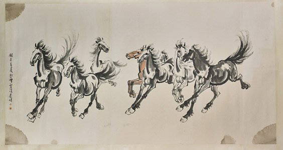 Massive Chinese Paper Scroll: Horses