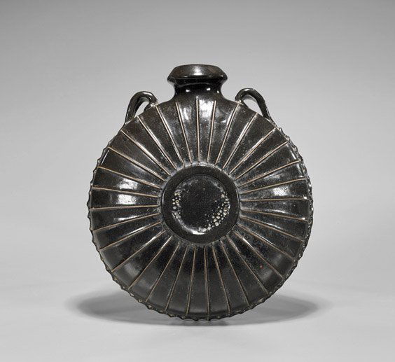 Antique Chinese Black Glazed Pilgrim Flask