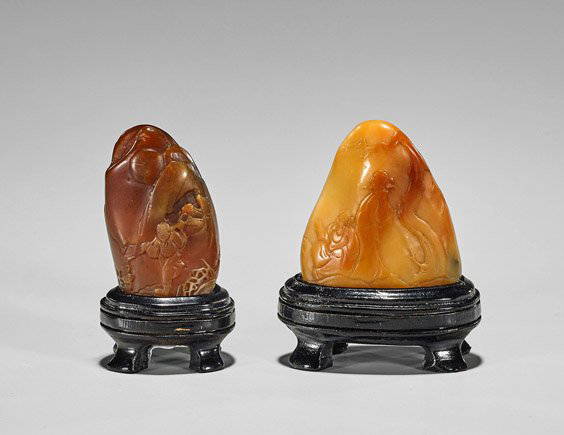 Two Small Chinese Shoushan Stone Pebbles