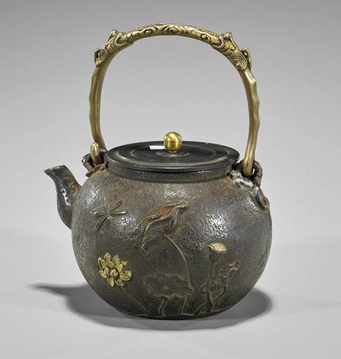 Chinese Parcel Gilt Bronze Teapot