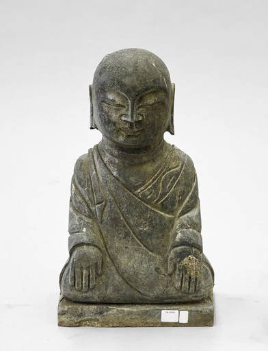 Korean Carved Stone Seated Monk