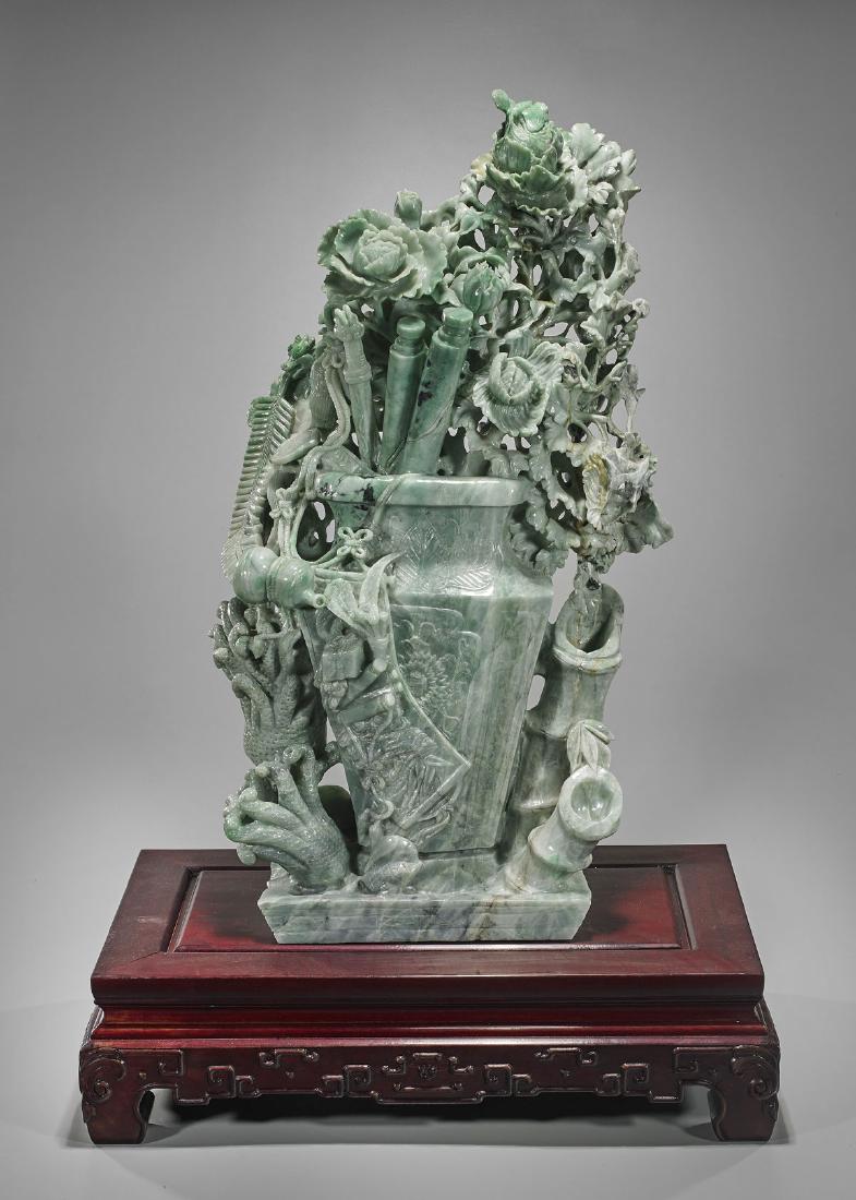 Massive Chinese 'Honan Jade' Urn Group