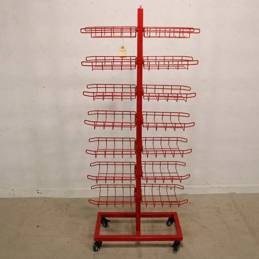 Rolling Red Metal Rack