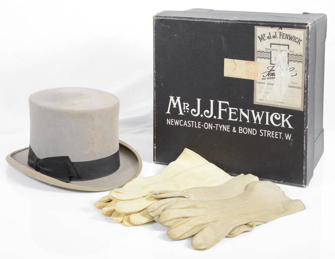 Vintage Grey Top Hat In "mr. Fenwick" Original Box