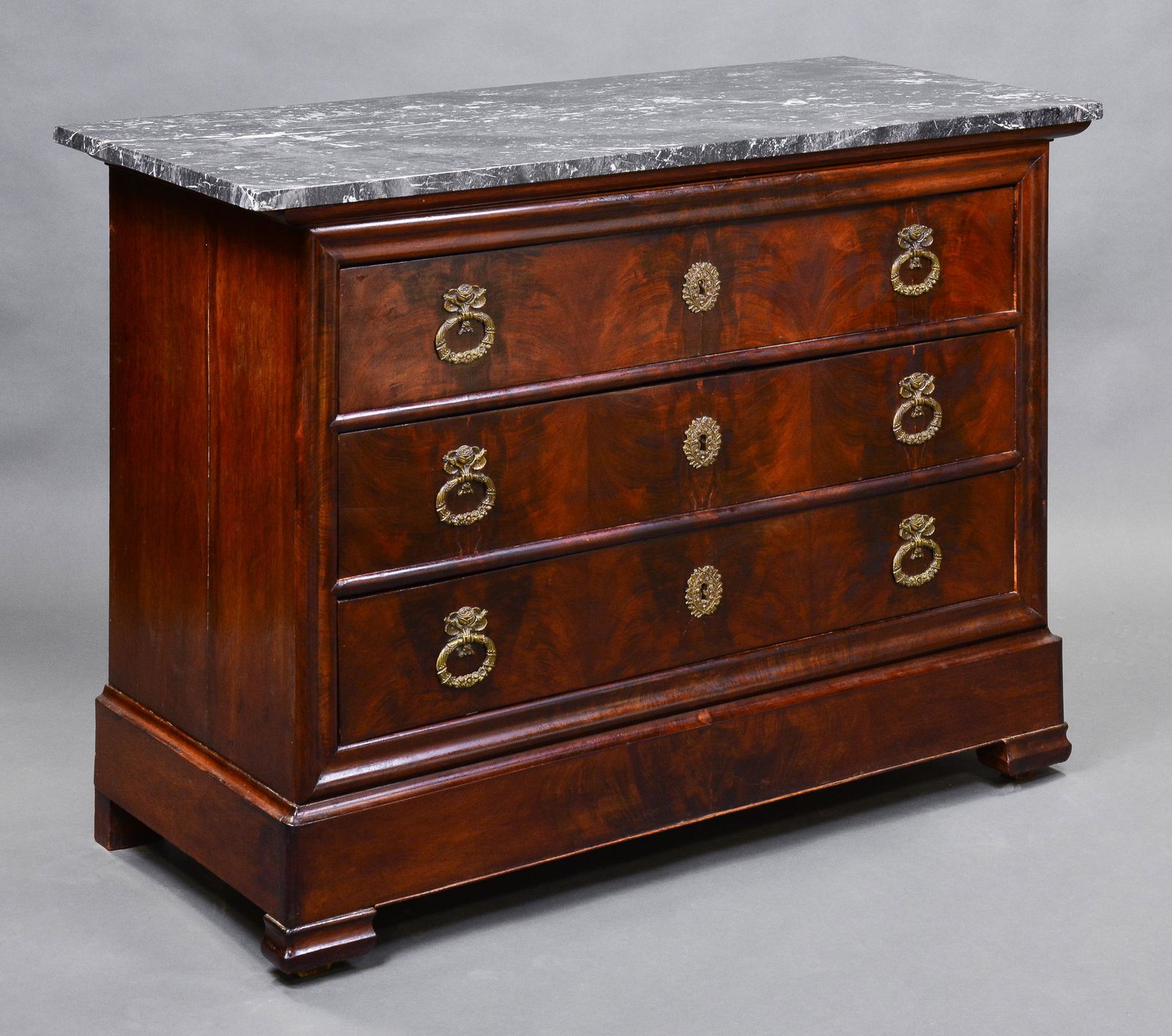 Louis Philippe Style Marble Top 3 Drawer Commode