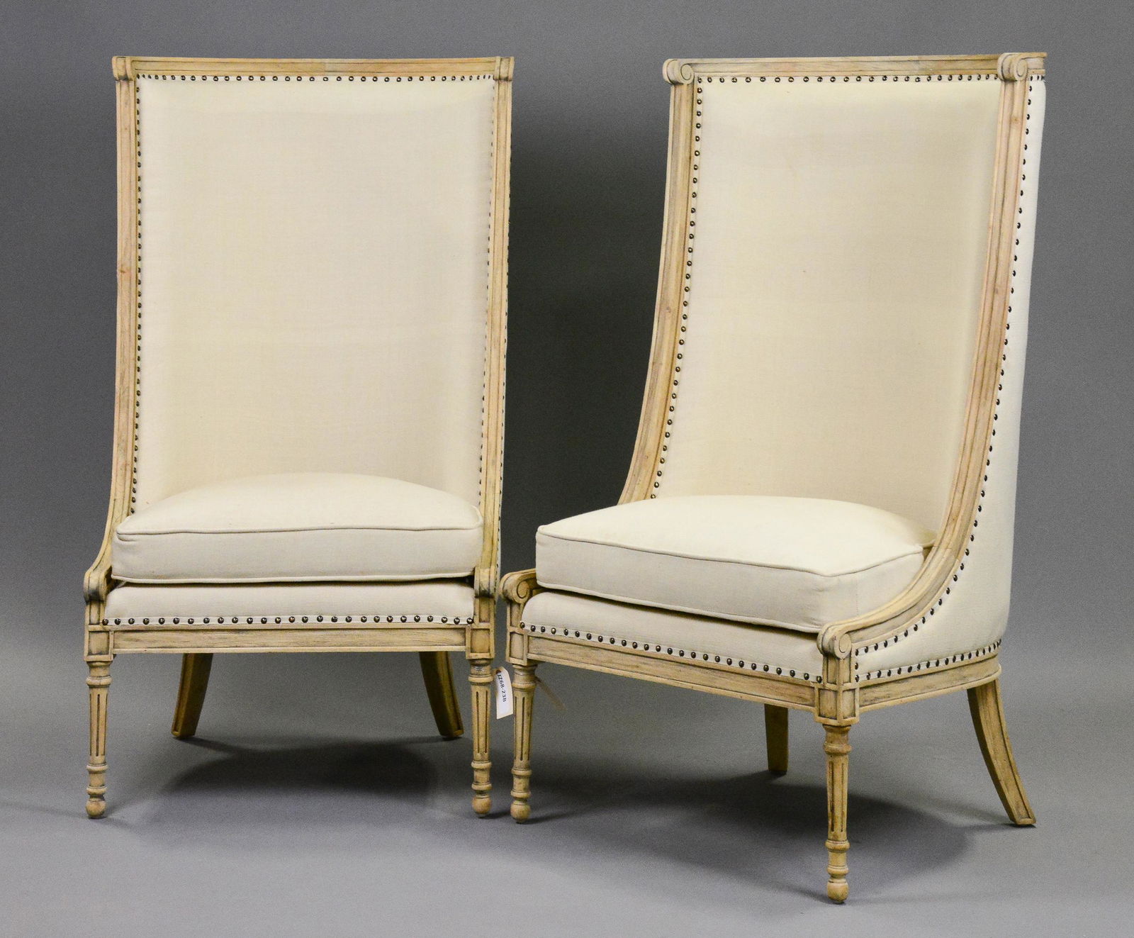 Pair High Back Upholstered Chairs