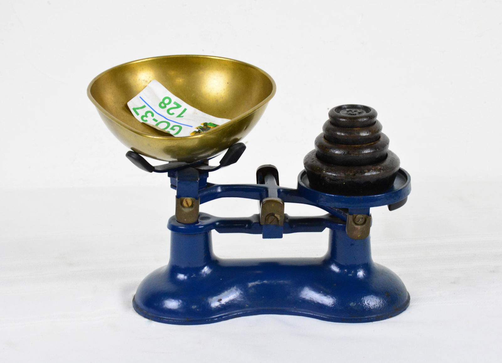 Blue British Balance Scale With Weights