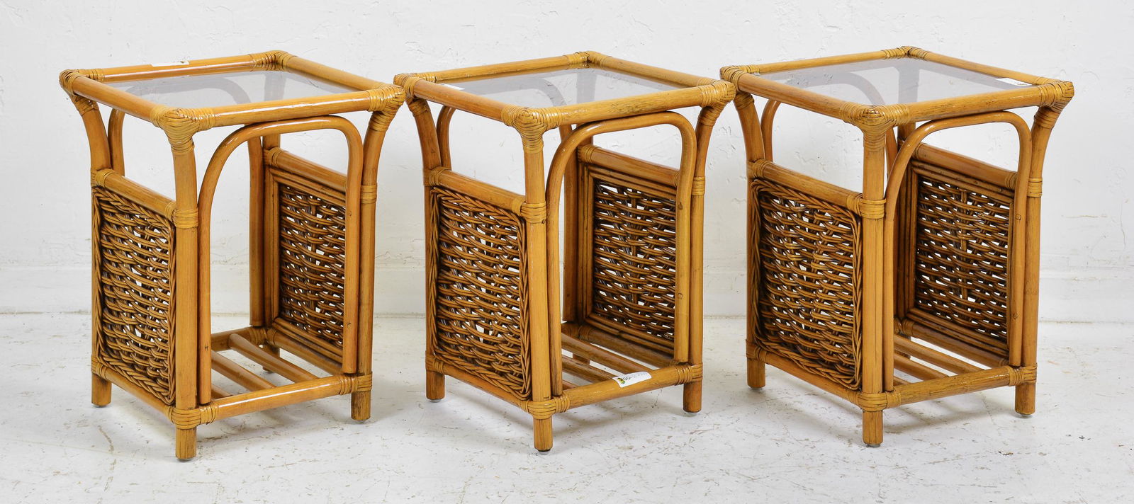 Bamboo / Rattan / Wicker 3 Side Tables Basketweave