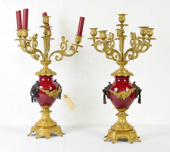 Pair Gold / Red Candelabras