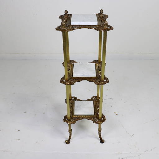 Three Tier Brass & Marble Stand
