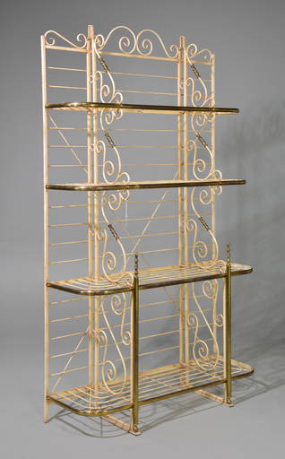 Vintage Painted Metal & Brass French Bakers Rack