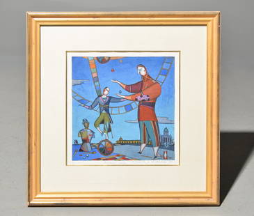 Alexander Ivanov (russian, 1950 1996) Hand Colored Etching, Fort