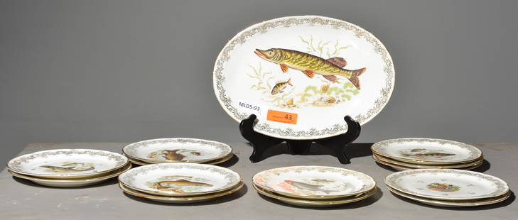 14pc French Limoges Fish Plates