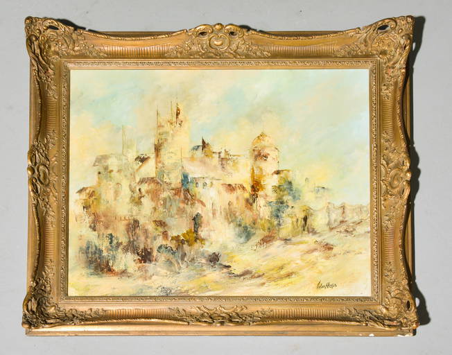 Arline Phelps Framed Oil On Canvas City Scene