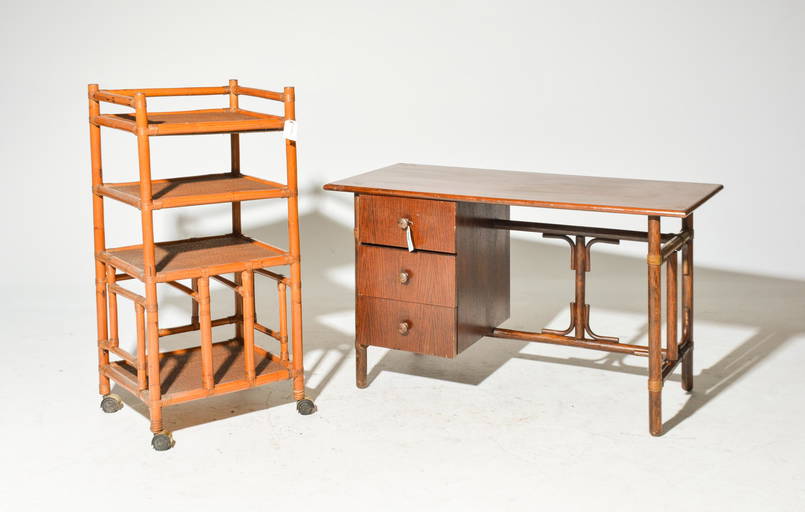 Bamboo Multi Tier Cart / Trolley & Desk