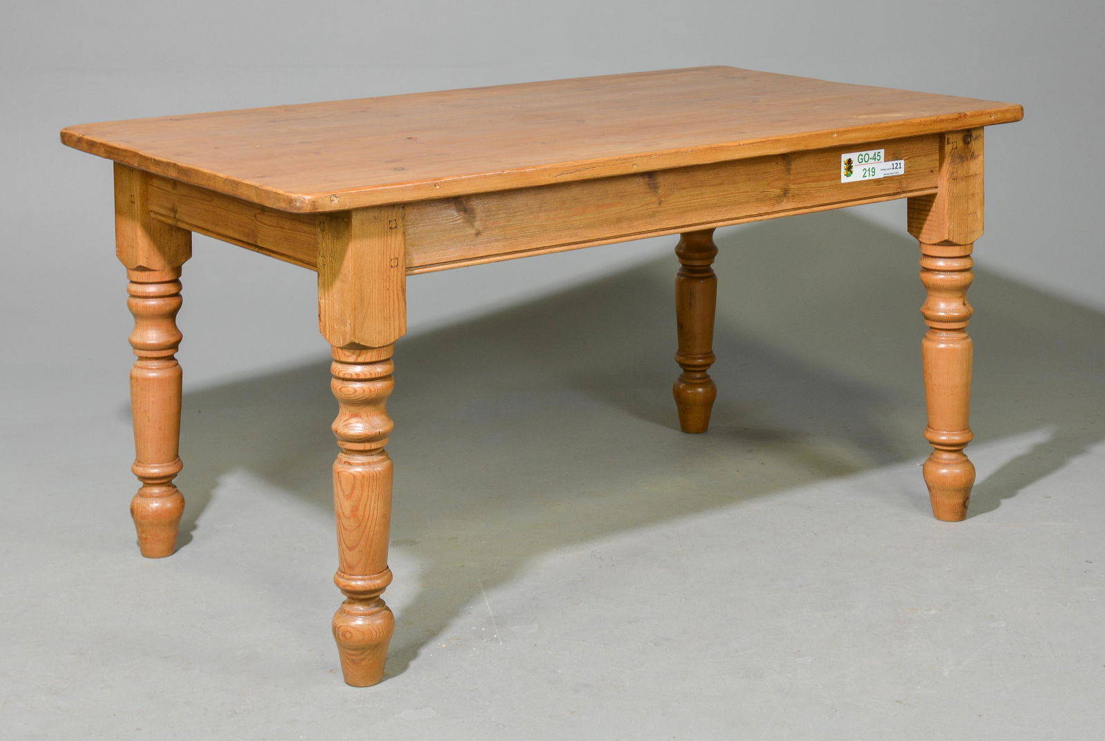 British Pine Turned Leg Farmhouse Table