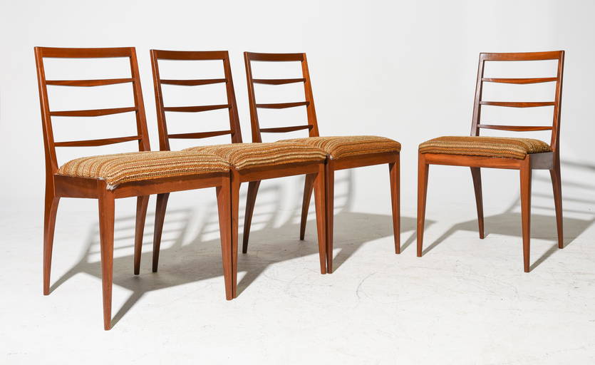 Set Of 4 Mid Century Modern Ladder Back Chairs