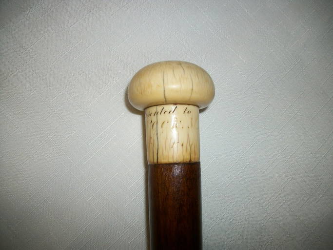 19th C. Carved Ivory Knob Handle Presentation Cane