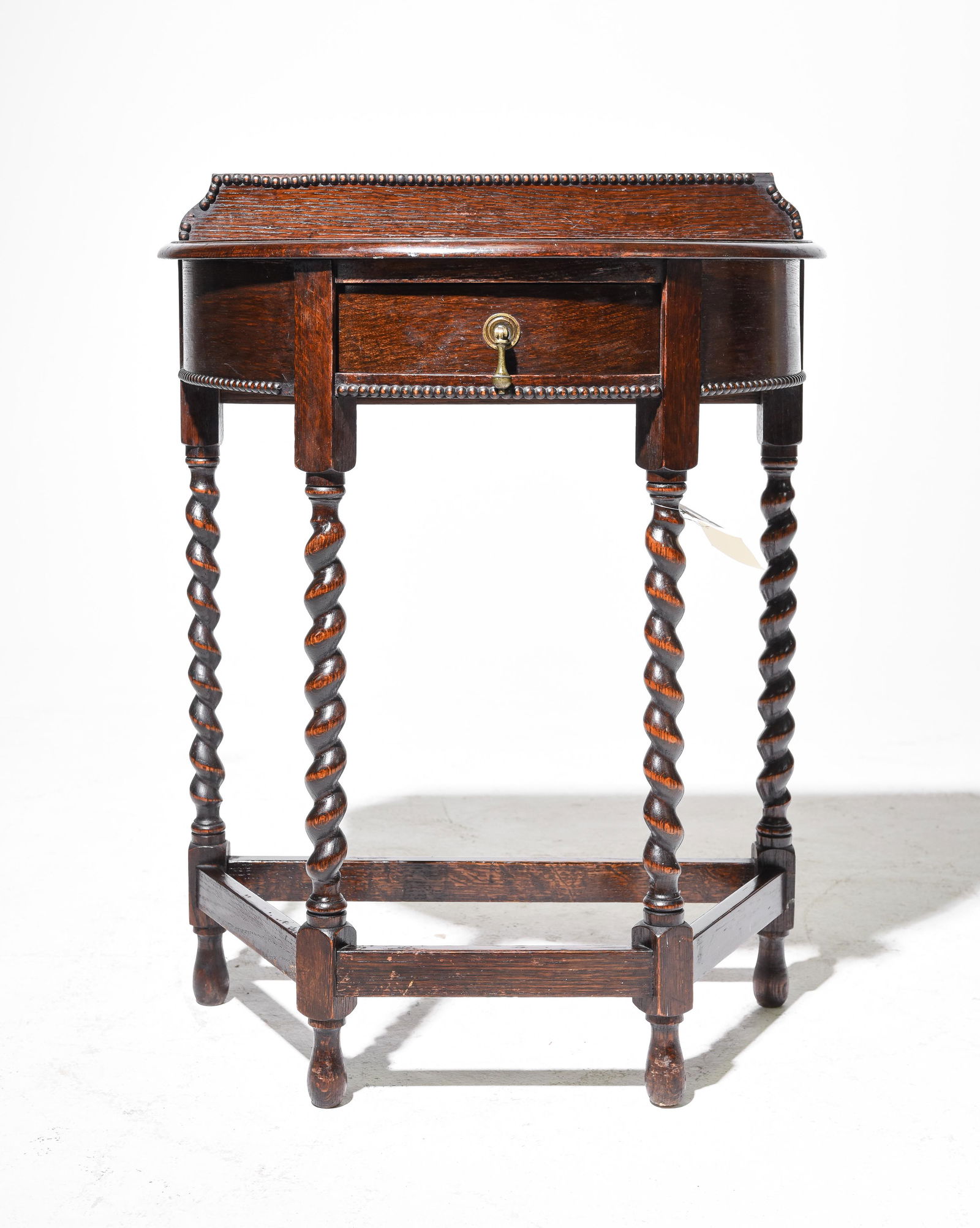 British Oak Barley Twist Small Demilune Table