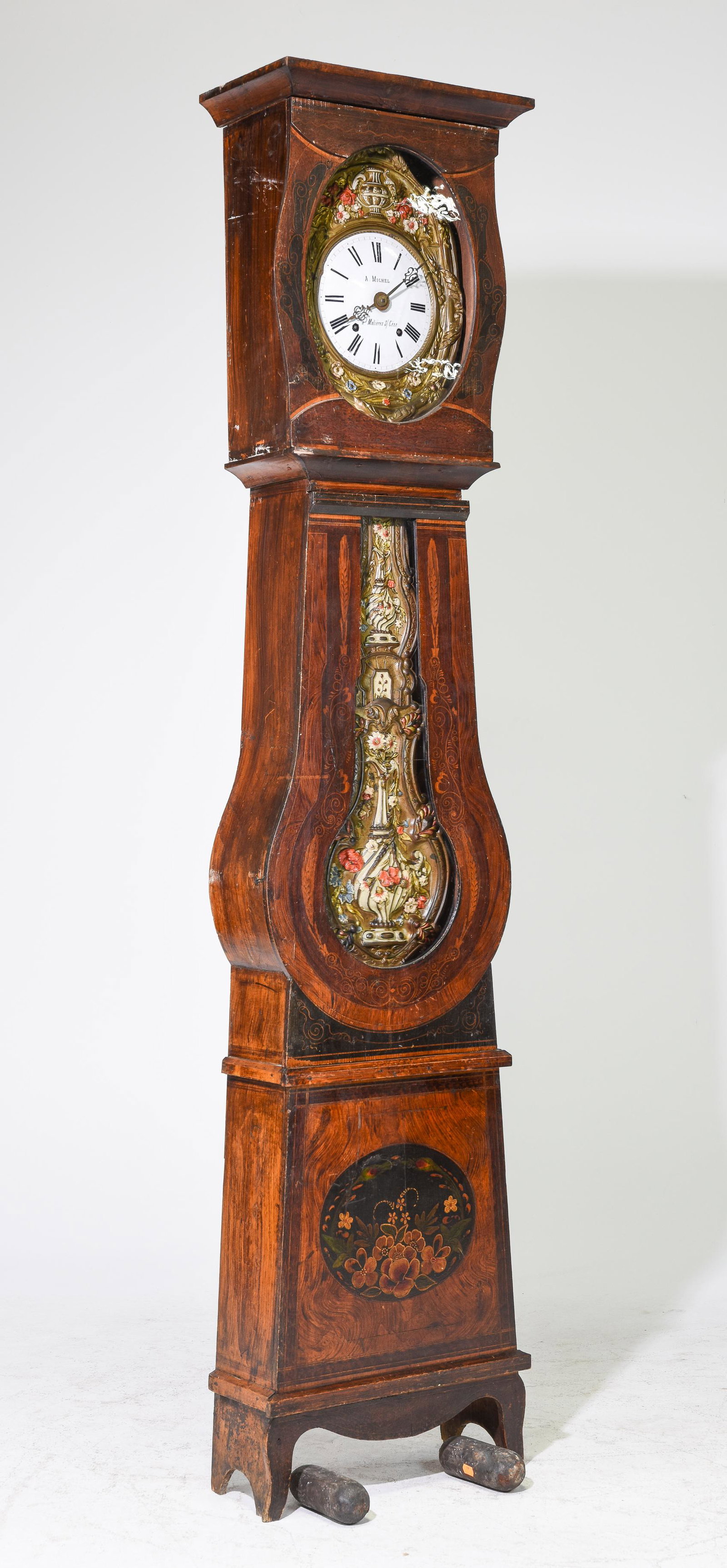French Banjo Shaped Grandfather Clock
