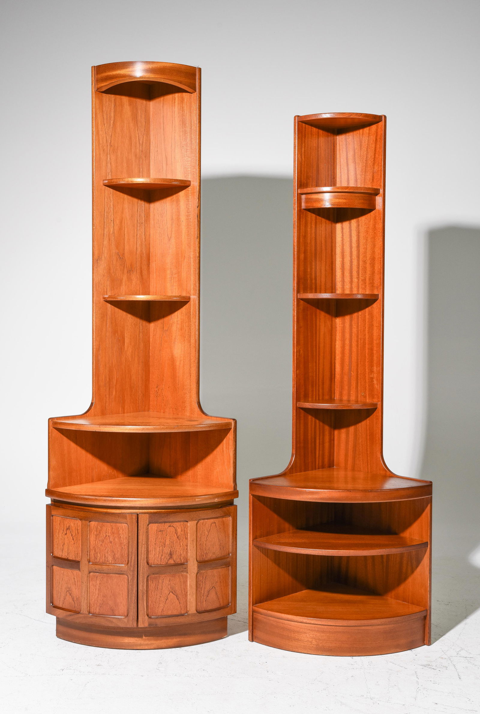 2 Mid Century Modern Corner Cabinets