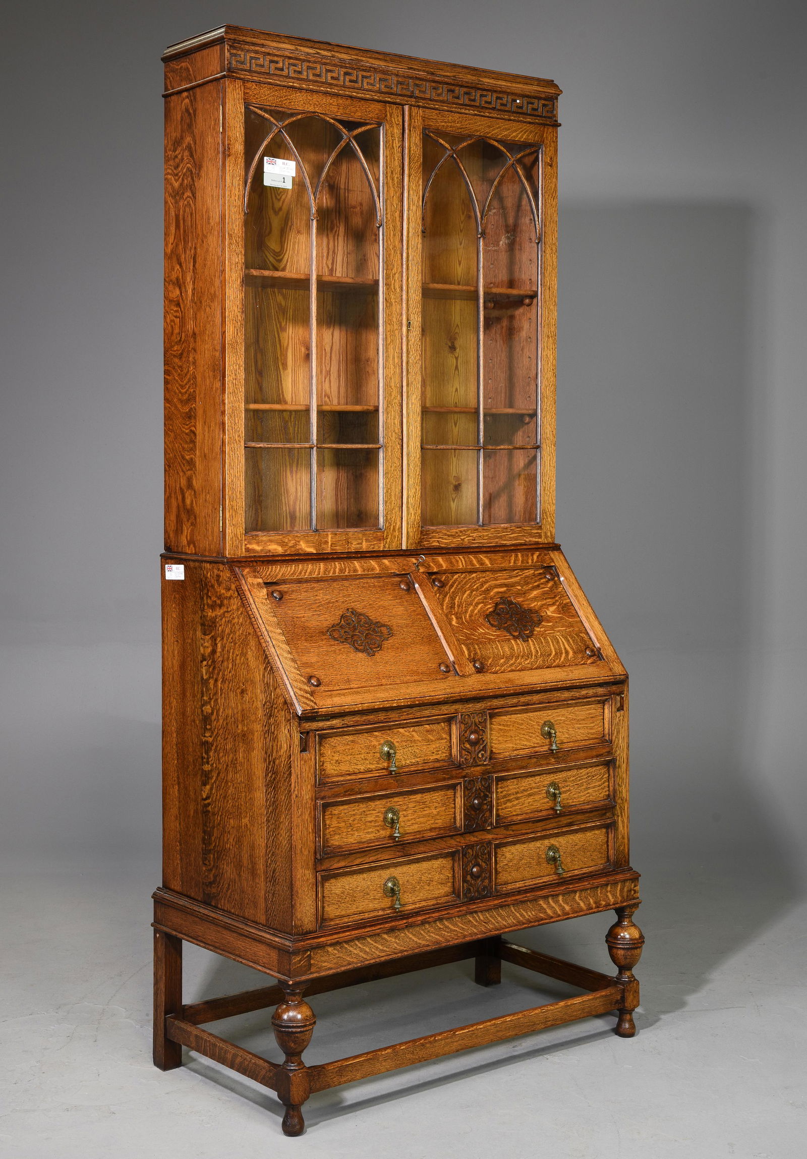 Jacobean Oak Secretary Bookcase C.1920's
