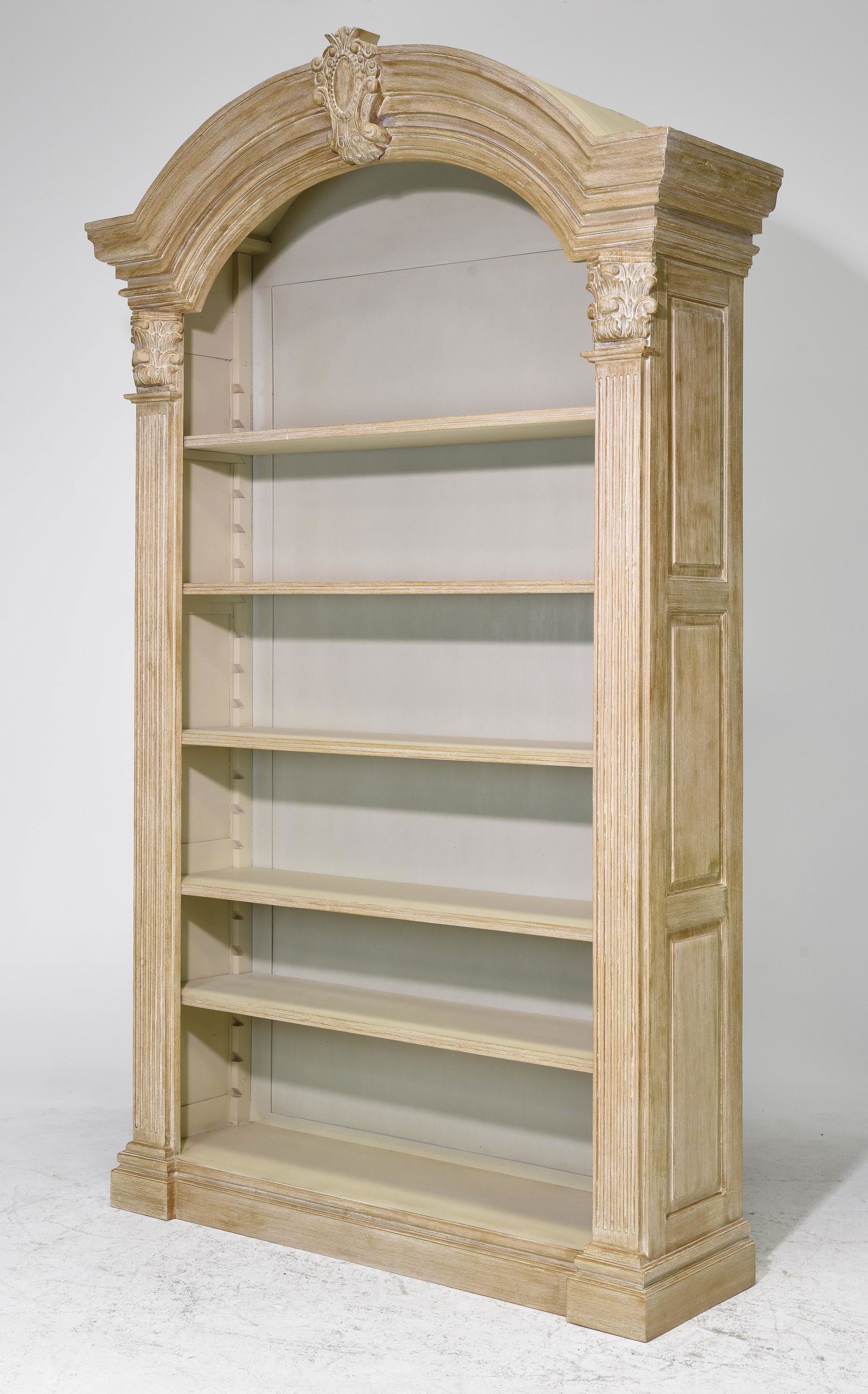 Beach Stone Painted Dome Top Open Bookshelf