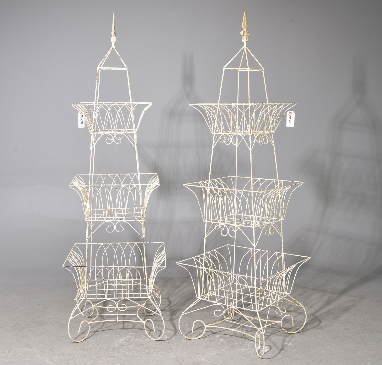 2 Three Tier Painted Topiaries