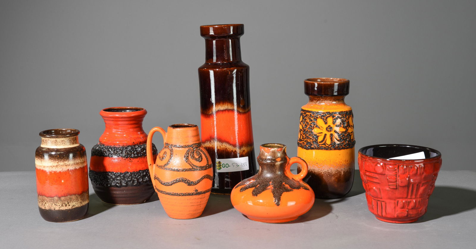 7 West German Pottery Vases