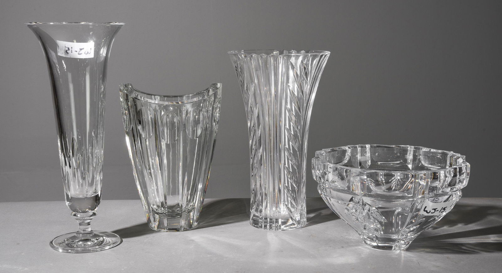 4pcs Assorted Glass / Crystal Vases & Bowl