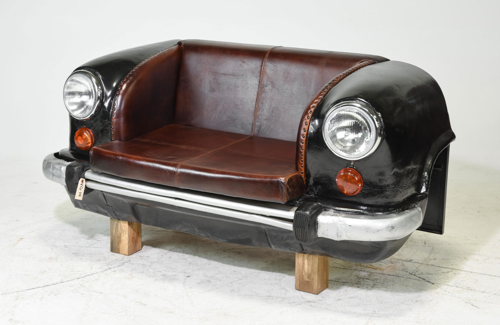 "classic Car" Front Metal & Leather Bench
