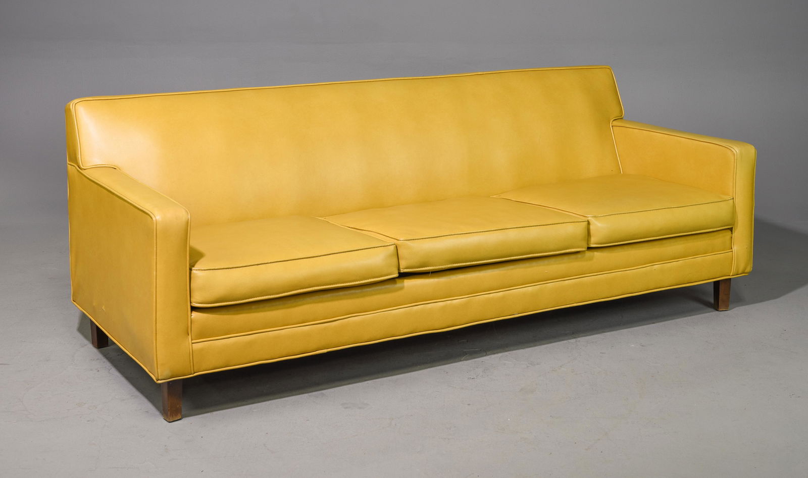 Mid Century Modern Yellow Vinyl 3 Seater Sofa