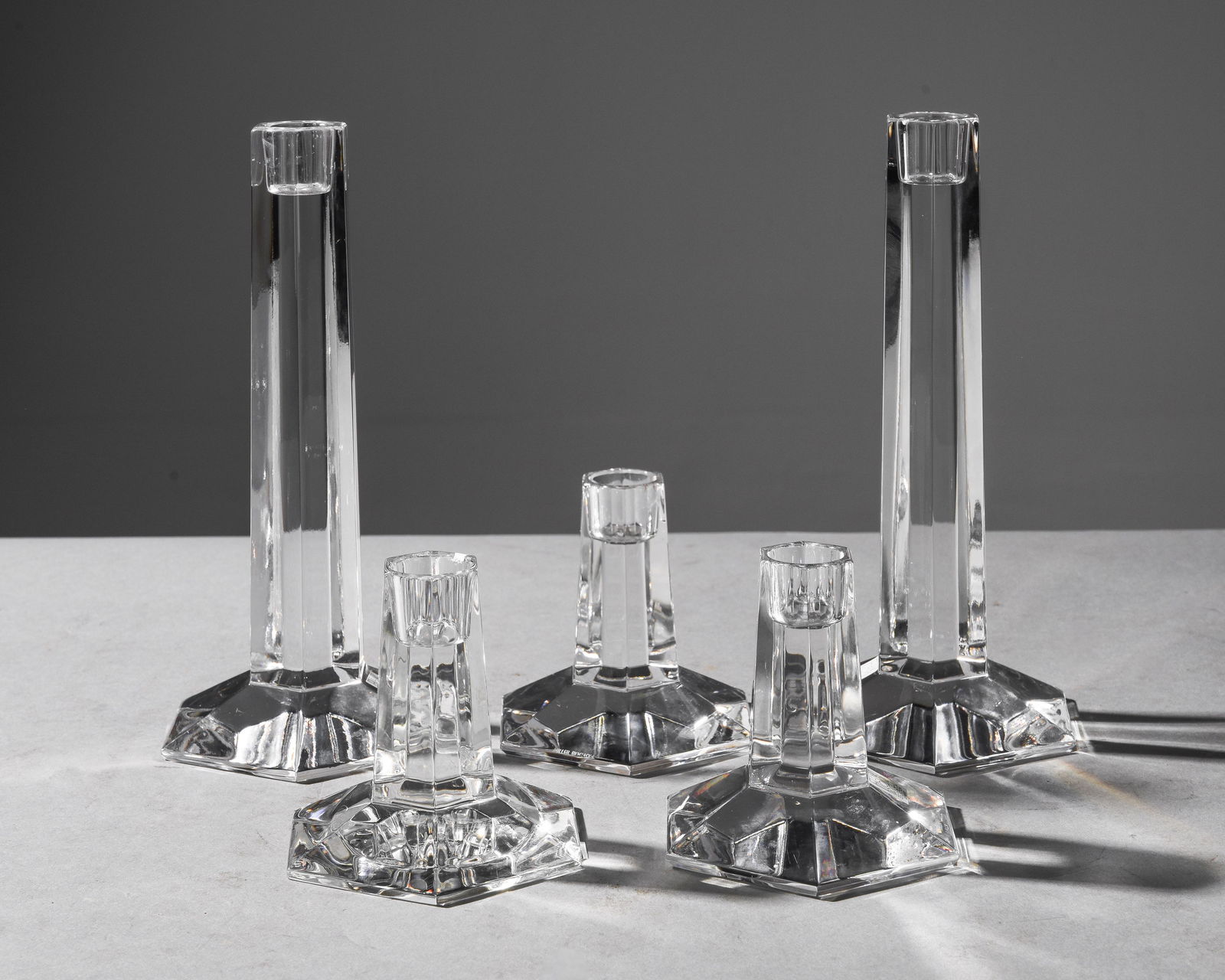 5 Miller Rogaska Frank Lloyd Wright Candlesticks