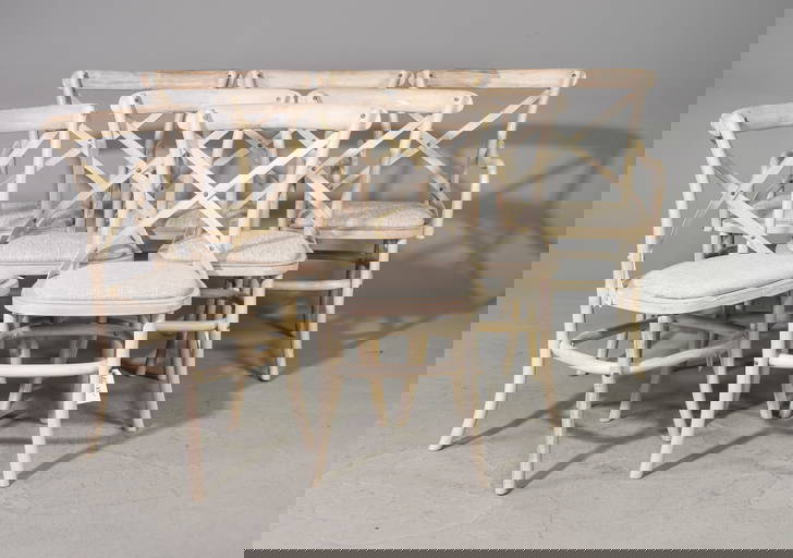 Set Of 7 X Back Farm Chairs