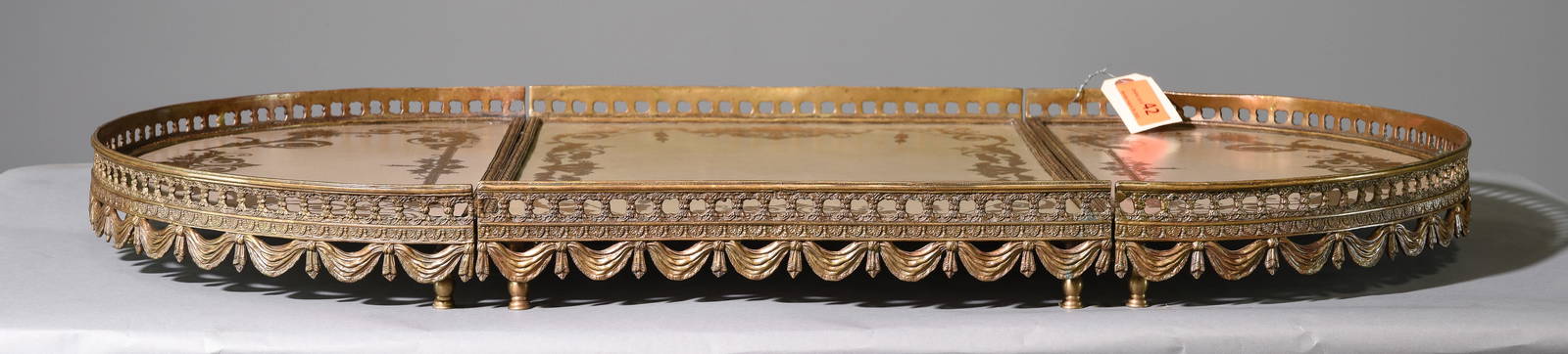 Castilian Gilt Metal & Porcelain 3 Piece Tray Auction