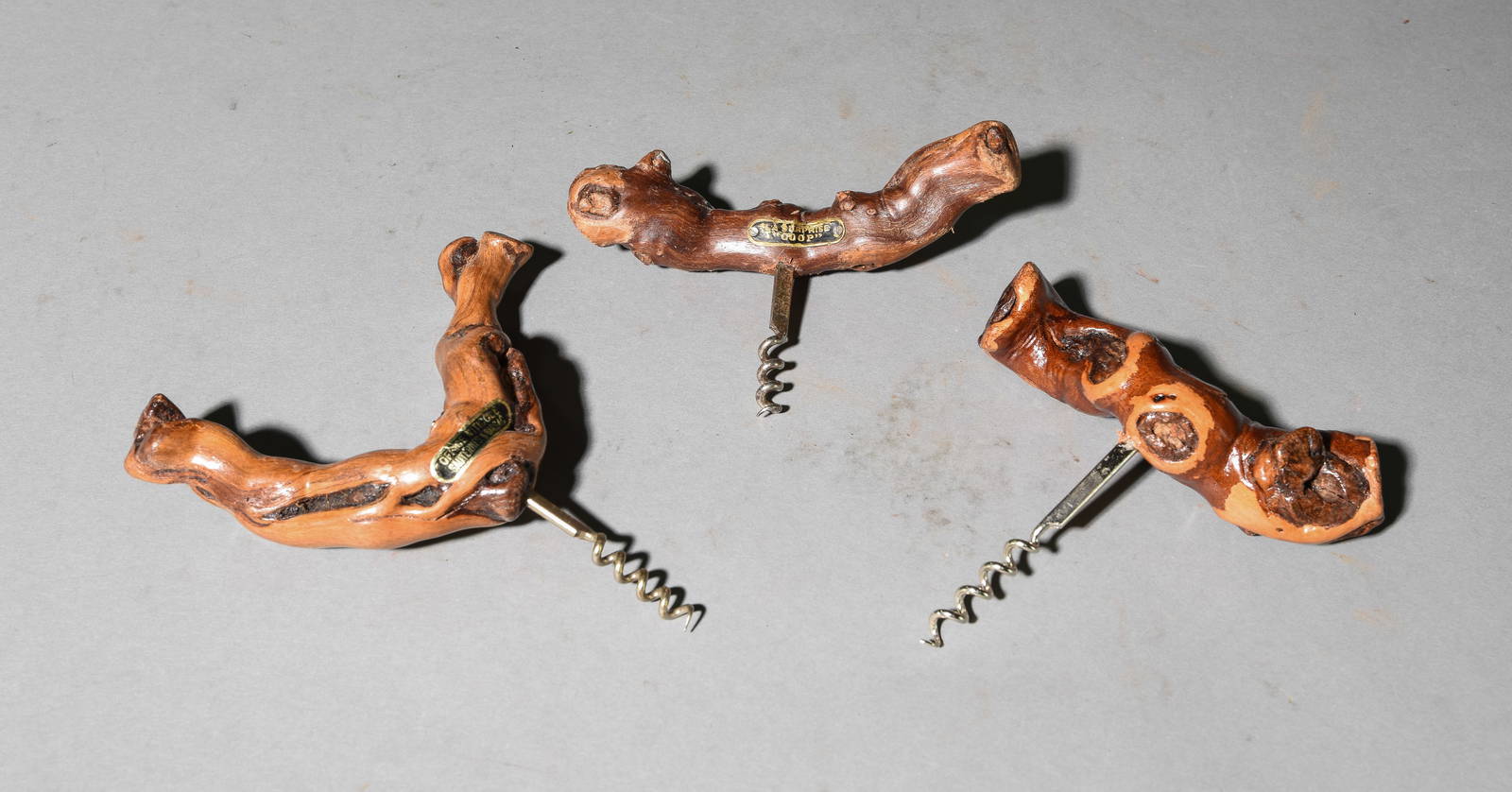 Set Of 3 French Vinewood Corkscrews Auction