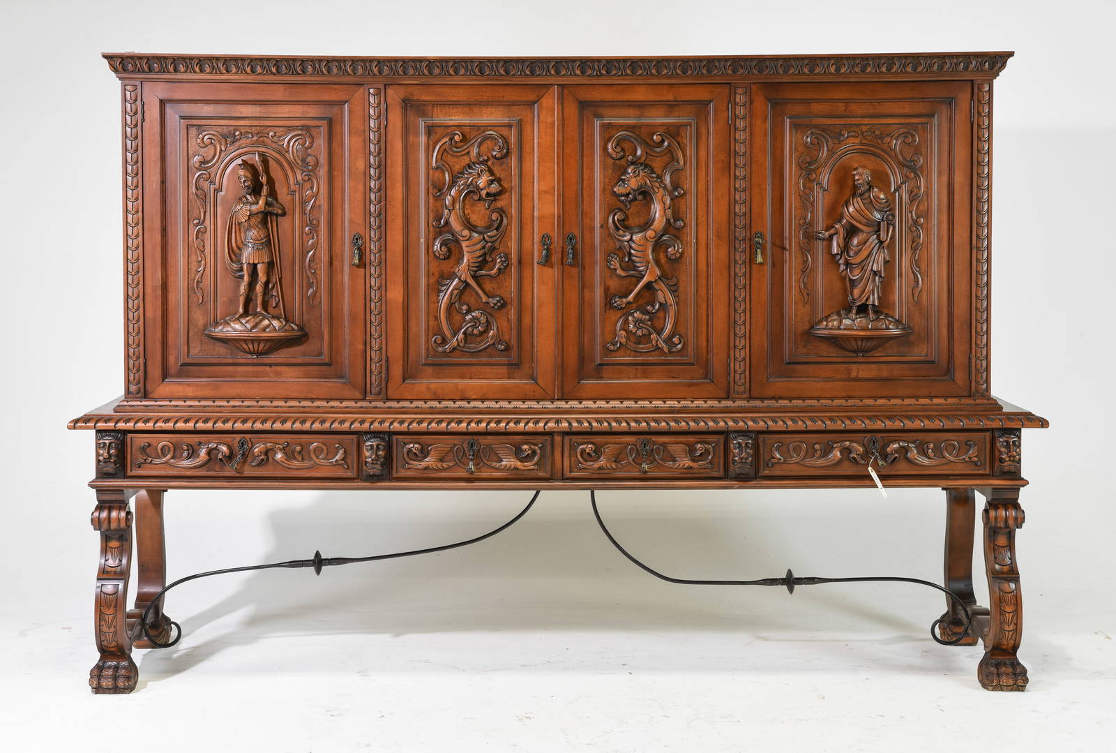 Heavily Carved Tall Spanish Style Sideboard Auction