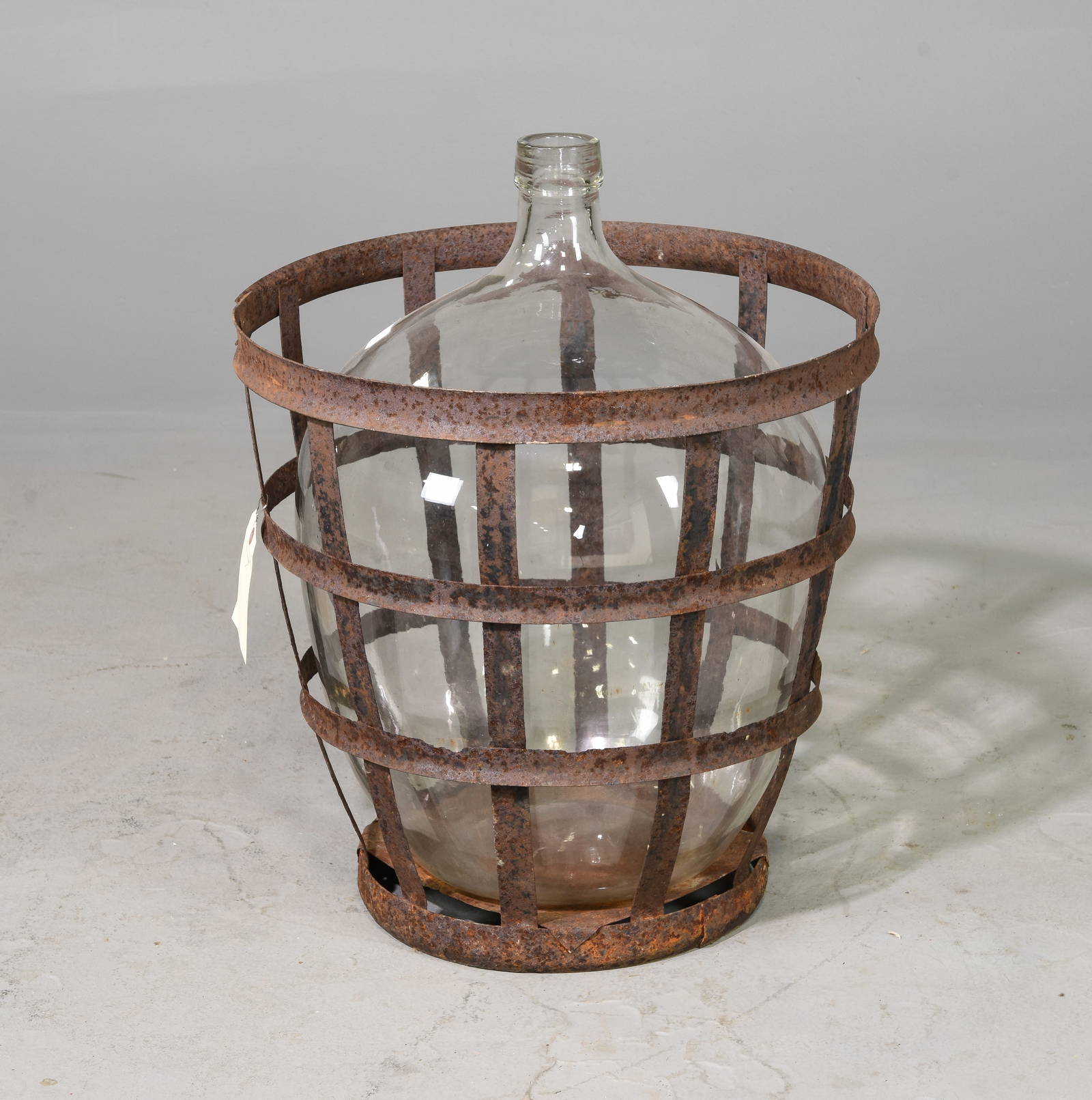 Glass Demijohn / Carboy / Bottle In Metal Basket #1 Auction