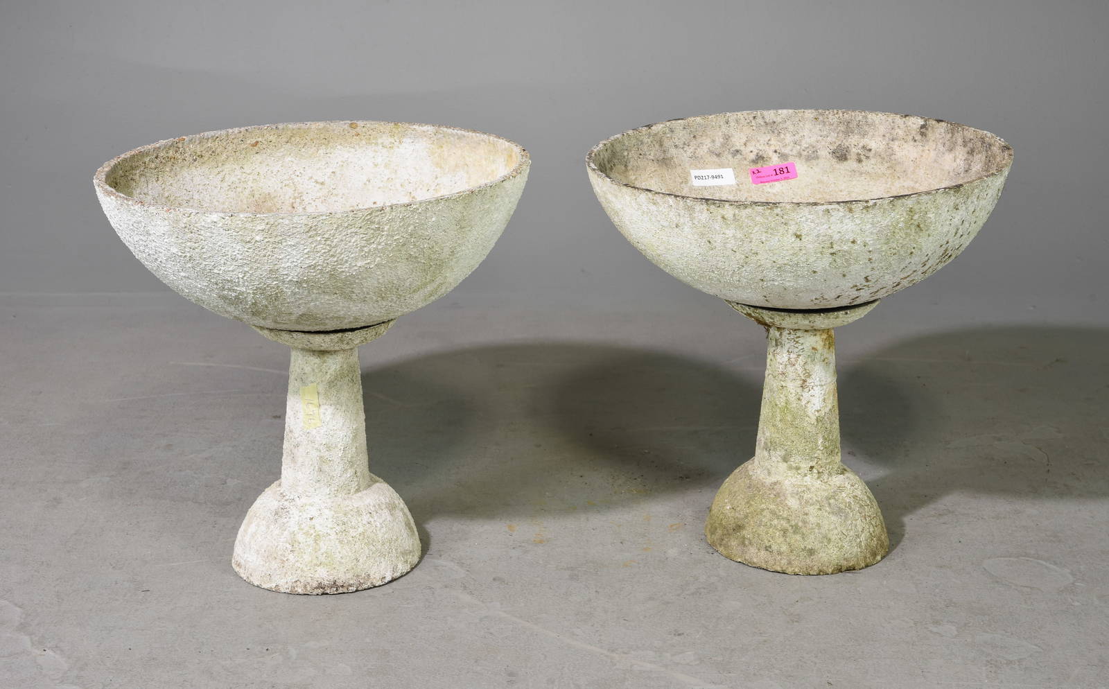 2 European Cast Stone / Pottery Planters On Plinths Auction