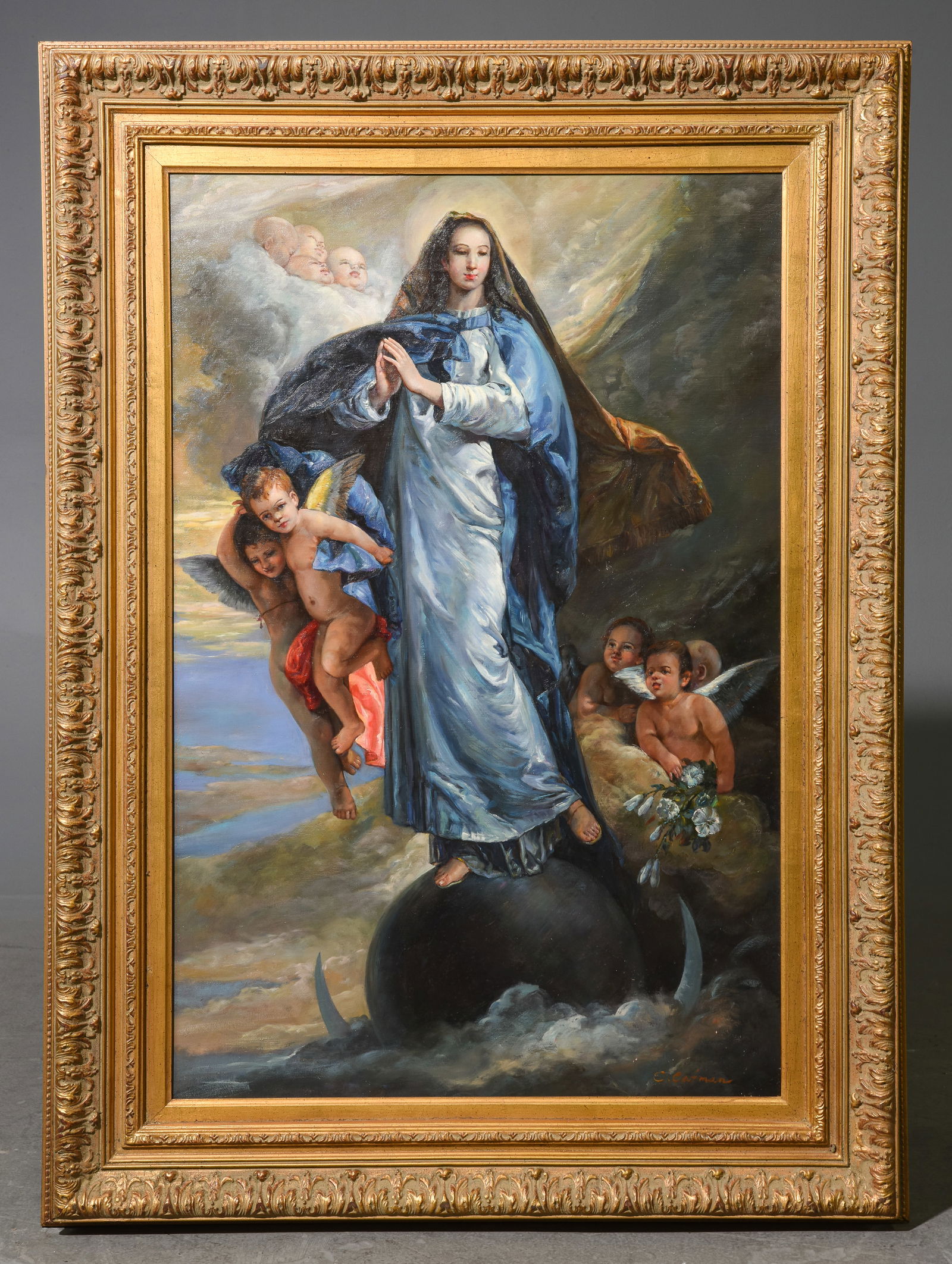 Framed Immaculate Conception Painting Auction